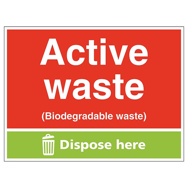 Active Waste (Biodegradable Waste) Dispose Here | Waste Signs ...