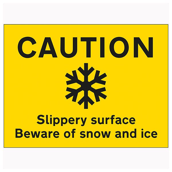 Caution Slippery Surface Beware Of Snow and Ice | Winter Safety Signs ...