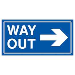 Way Out Arrow Right Blue | Stairway Signs | Information Signs | Safety ...