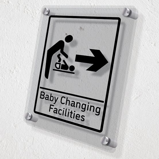 Baby Changing Facilities Arrow Right - Acrylic Sign | VSafety