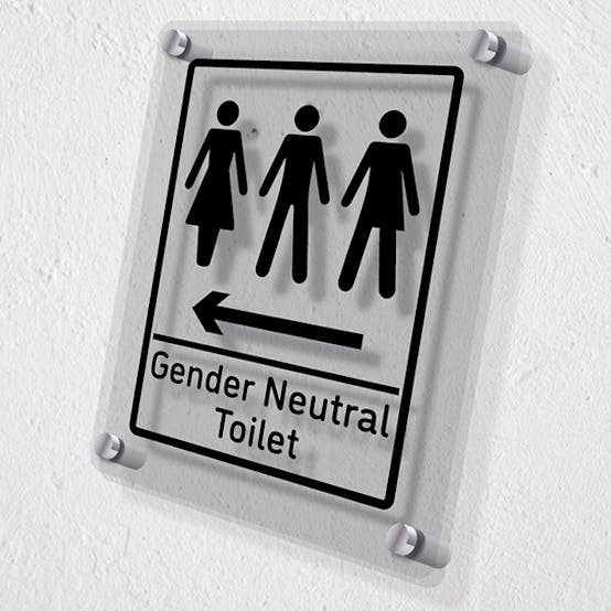 Gender Neutral Toilet Arrow Left - Acrylic Sign | VSafety