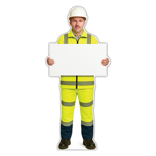 Life Size Construction Worker Sign - John - Custom Whiteboard ...