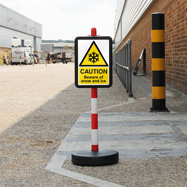 Temporary Signpost - Caution Beware Of Snow and Ice | YourParkingSign