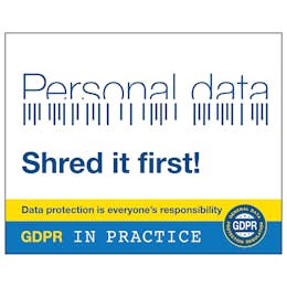 GDPR Sticker - Is That Personal Data? Shred It First | Safety Signs 4 Less