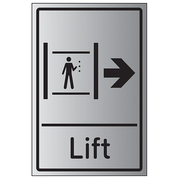 Lift Arrow Right - Aluminium Effect | Lift Signs | General Information ...