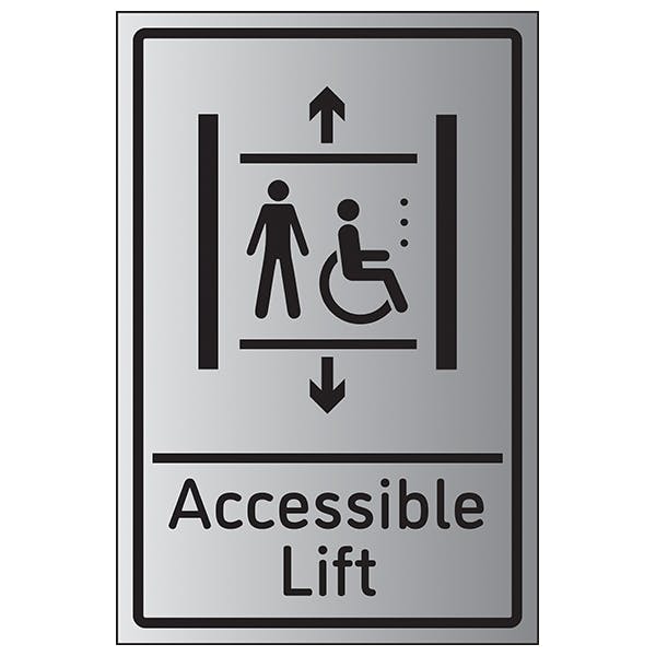 Accessible Lift - Aluminium Effect | Lift Signs | General Information ...