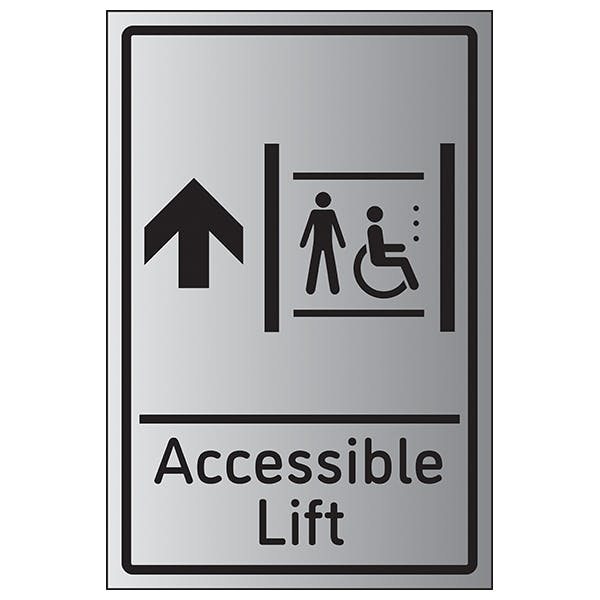 Accessible Lift Arrow Up - Aluminium Effect | Lift Signs | General ...