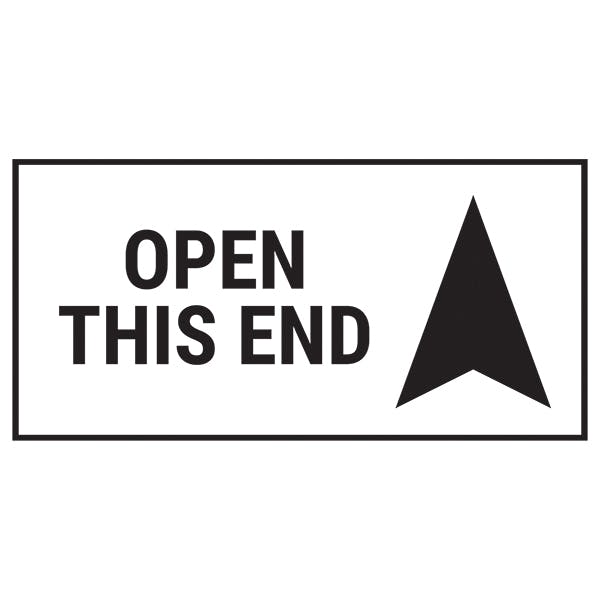 Open This End - Black Labels On A Roll - Landscape | Shipping ...