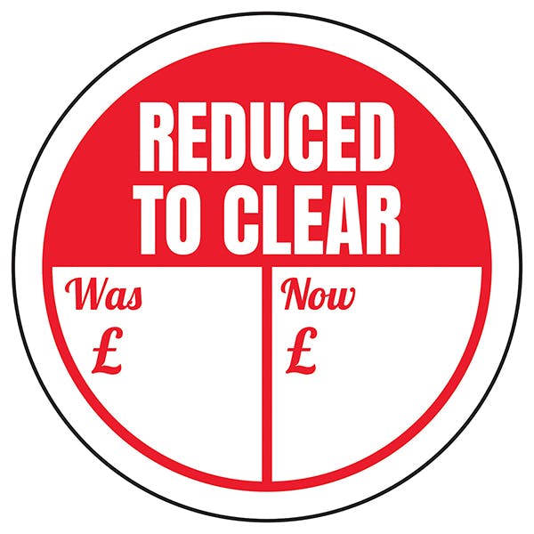 Reduced To Clear - Was / Now Circular Labels On A Roll | Sale ...
