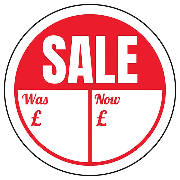 Sale - Was / Now Circular Labels On A Roll | Sale & Promotional Labels ...