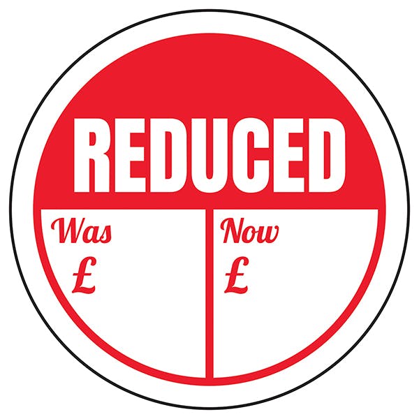 Reduced - Was / Now Circular Labels On A Roll | Sale & Promotional ...