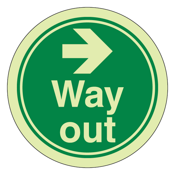 Waymarking Floor Sign - Way out - Arrow Right | SafetySigns4Less