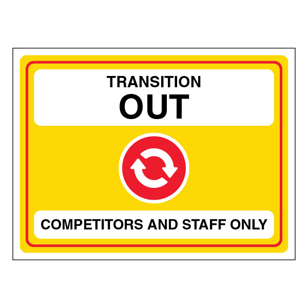 Transiton Out Competitors And Staff Only Correx Event Signag