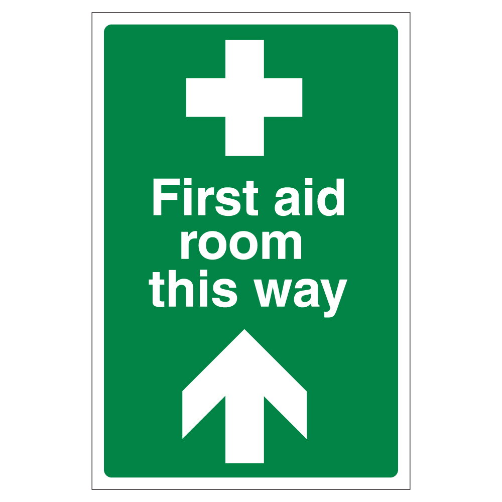 First Aid Room This Way Arrow Up | SafetySigns4Less