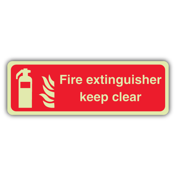 Photoluminescent Fire Extinguisher Keep Clear - Landscape Sign ...