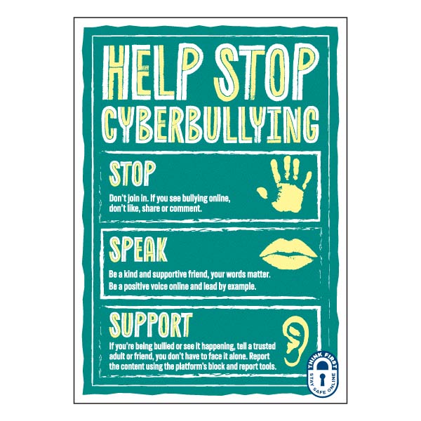 Stop / Speak / Support - Cyberbullying Poster | School Safety Posters ...
