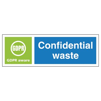 Confidential Waste, GDPR Aware | Waste Signs | Recycling Signs | Nobutts