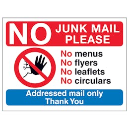 No Junk Mail Please | Junk Mail/Cold Caller Signs | General Information ...