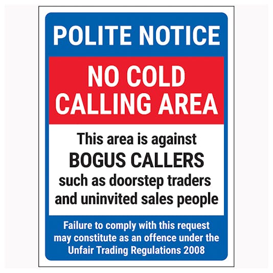 Polite Notice / No Cold Calling Area / Against Bogus Callers / Failure ...