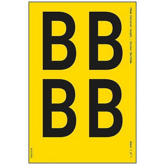 Yellow Self Adhesive B Labels | Warehouse Numbers & Letters Kits
