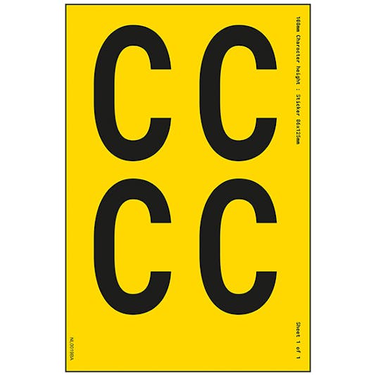 Yellow Self Adhesive C Labels | Warehouse Numbers & Letters