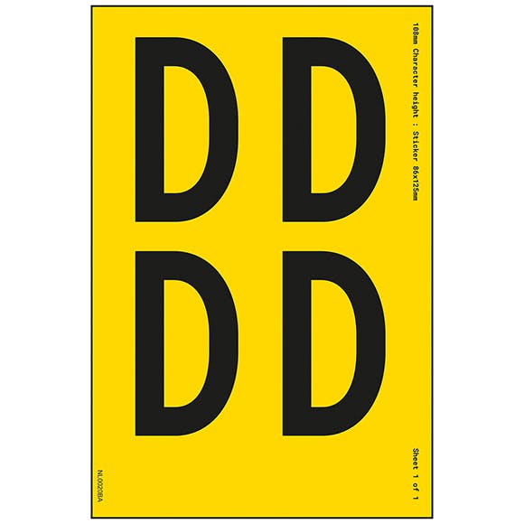 Yellow Self Adhesive D Labels | Warehouse Numbers & Letters