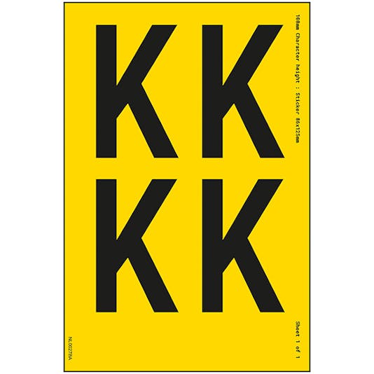 Yellow Self Adhesive K Labels | Warehouse Numbers & Letters