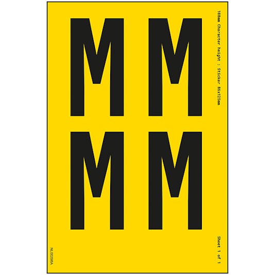 Yellow Self Adhesive M Labels | Warehouse Numbers & Letters
