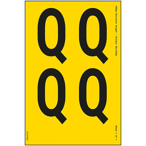 Yellow Self Adhesive Q Labels | Warehouse Numbers & Letters