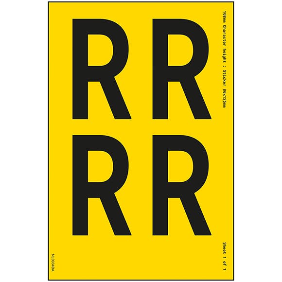 Yellow Self Adhesive R Labels | Warehouse Numbers & Letters