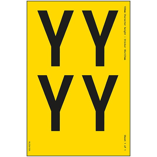 Yellow Self Adhesive Y Labels | Warehouse Numbers & Letters