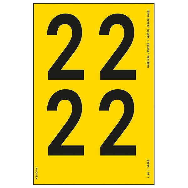 Yellow Self Adhesive 2 Labels | Warehouse Numbers & Letters