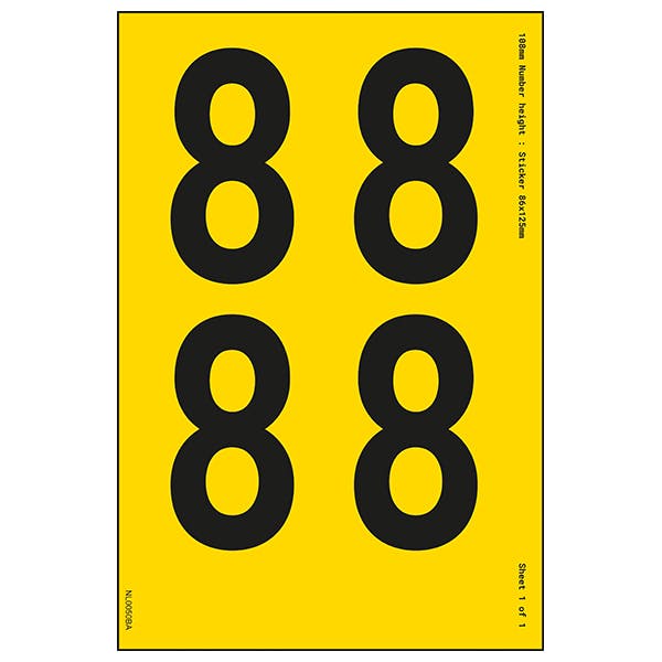 Yellow Self Adhesive 8 Labels | Warehouse Numbers & Letters