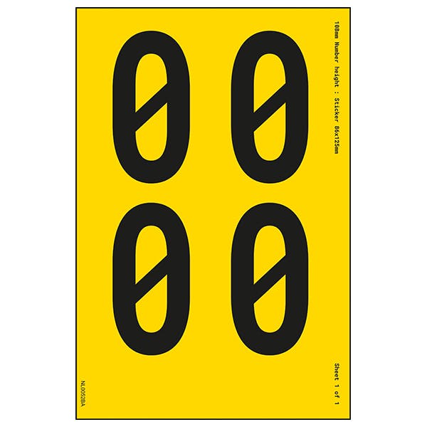 Yellow Self Adhesive 0 Labels | Warehouse Numbers & Letters