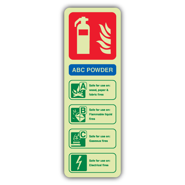 Photoluminescent ABC Powder Fire Extinguisher Sign | YourGlowSign