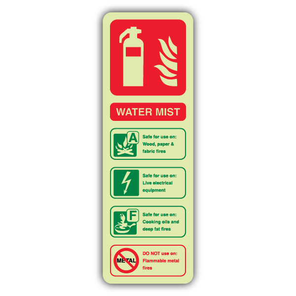 Photoluminescent Water Mist Fire Extinguisher Sign | YourGlowSign