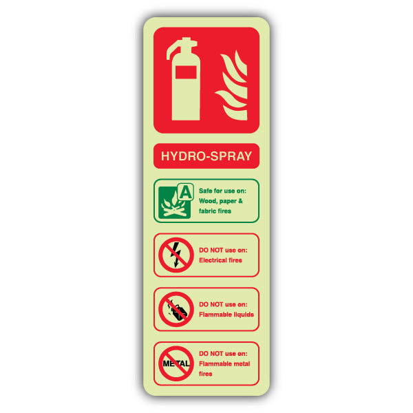 Photoluminescent Hydro-Spray Fire Extinguisher Sign | YourGlowSign