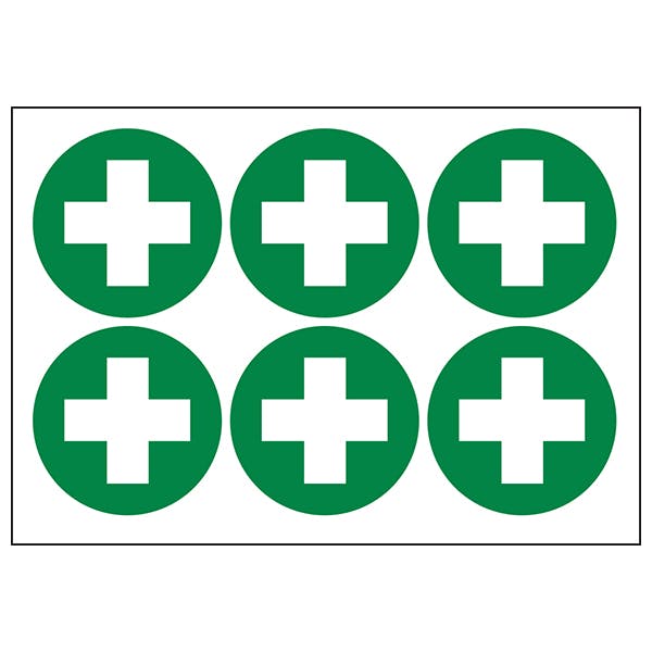 First Aid Cross Symbols | Circular Safety Labels | Safety Signs 4 Less