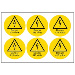 Danger 415 Volts | Circular Safety Labels | Safety Signs 4 Less
