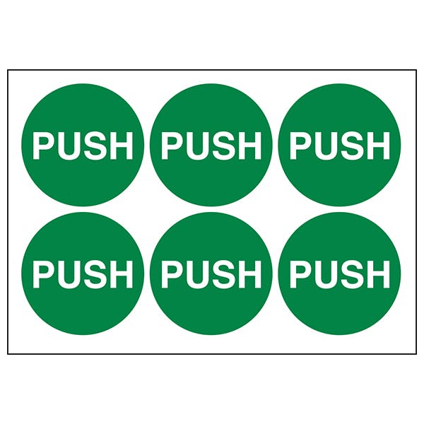 Push Symbols | Circular Safety Labels | Safety Signs 4 Less