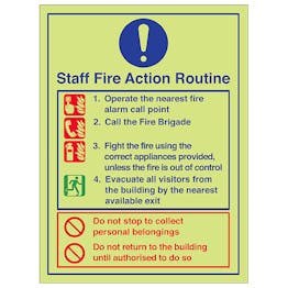Staff Fire Action Routine Do Not Use Lifts - Portrait | Safety Signs 4 Less