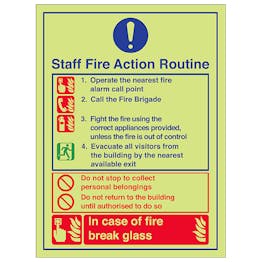 Staff Fire Action Routine Break Glass - Portrait | Safety Signs 4 Less