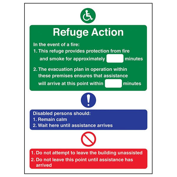 Refuge Action - Portrait | Safety Signs 4 Less