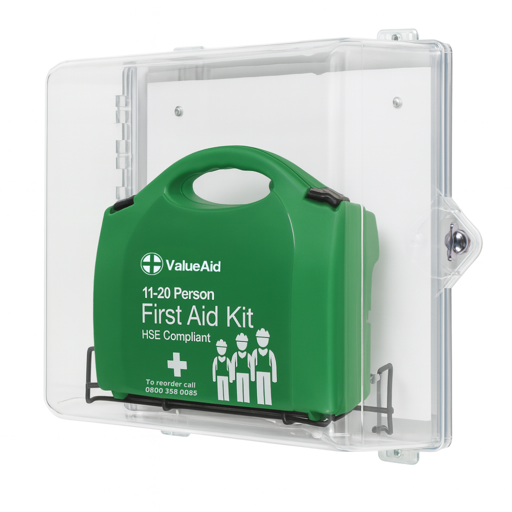 Clear Cabinet with HSE 11–20 Person First Aid Kit | First Aid Cabinet