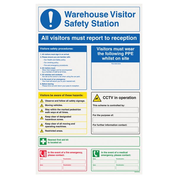 Warehouse Visitor Safety Station | PPE Stations | Safety Signs 4 Less